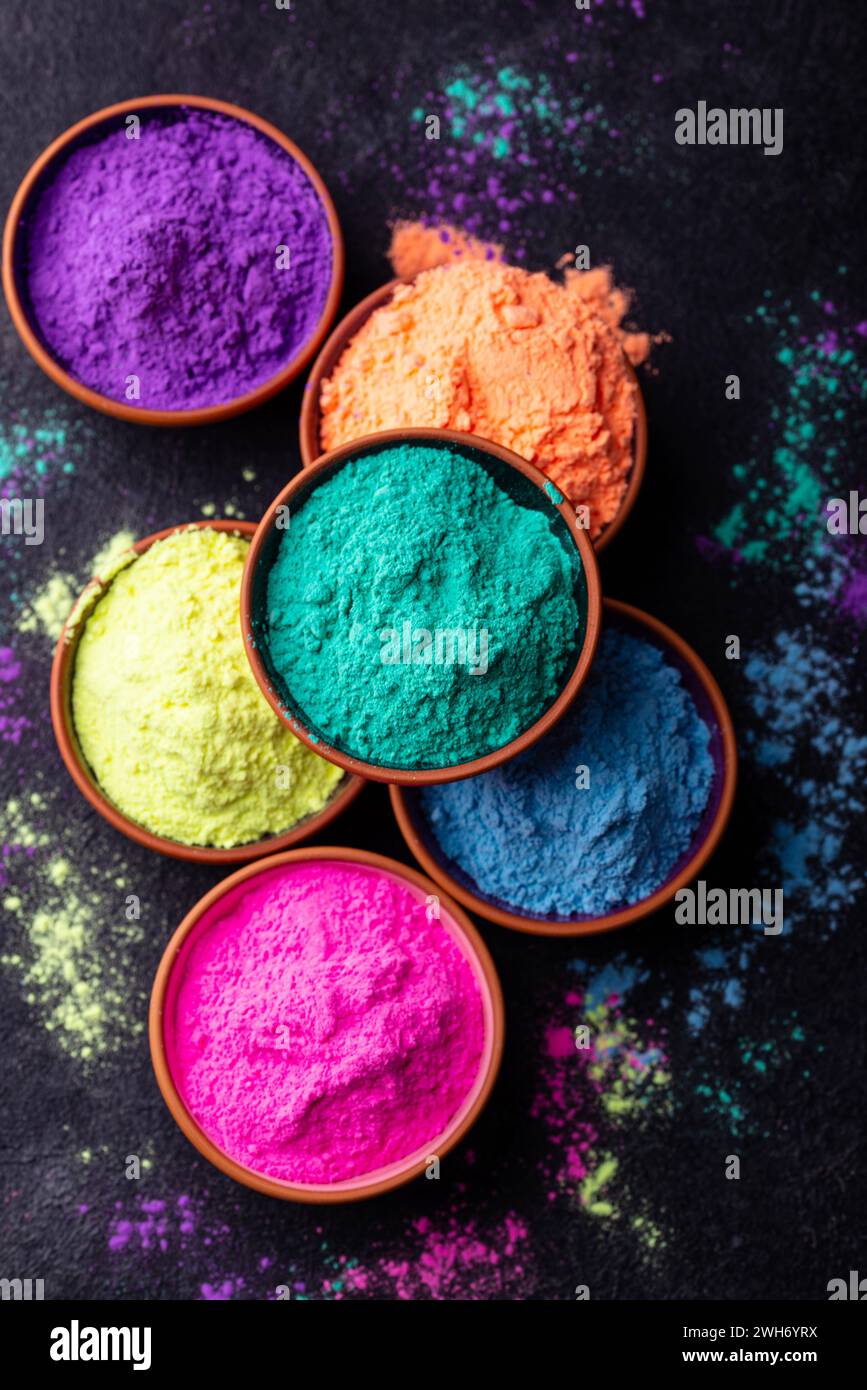 Gulal colors for Indian Holi festival Stock Photo - Alamy