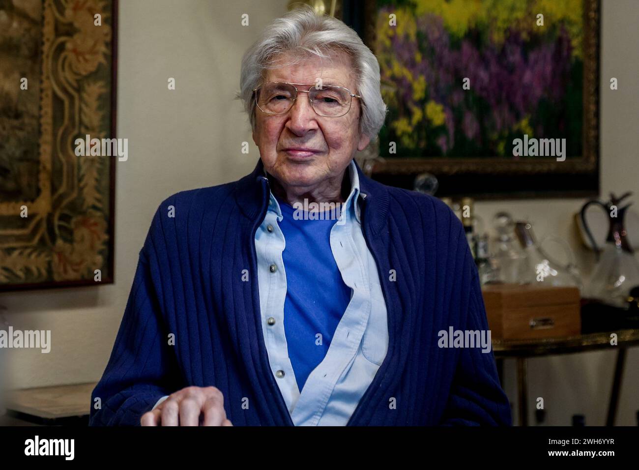 Composer Manuel Alejandro poses for Europa Press on February 8, 2024 ...