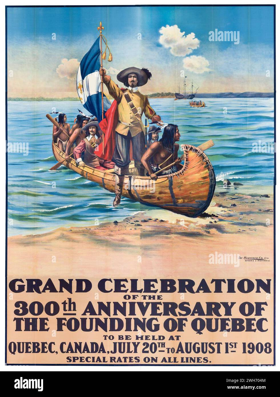1908 Vintage Travel Poster announcing the celebrations of the 300th ...