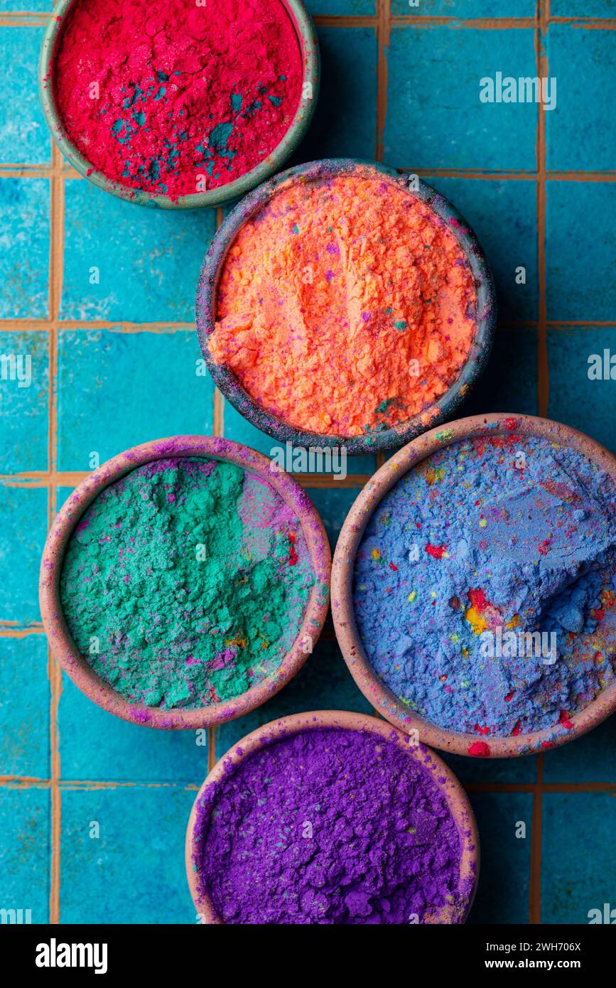 Gulal colors for Indian Holi festival Stock Photo - Alamy