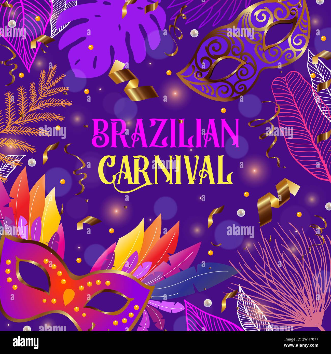 Colorful brazilian carnival banner template with dark blue background ...
