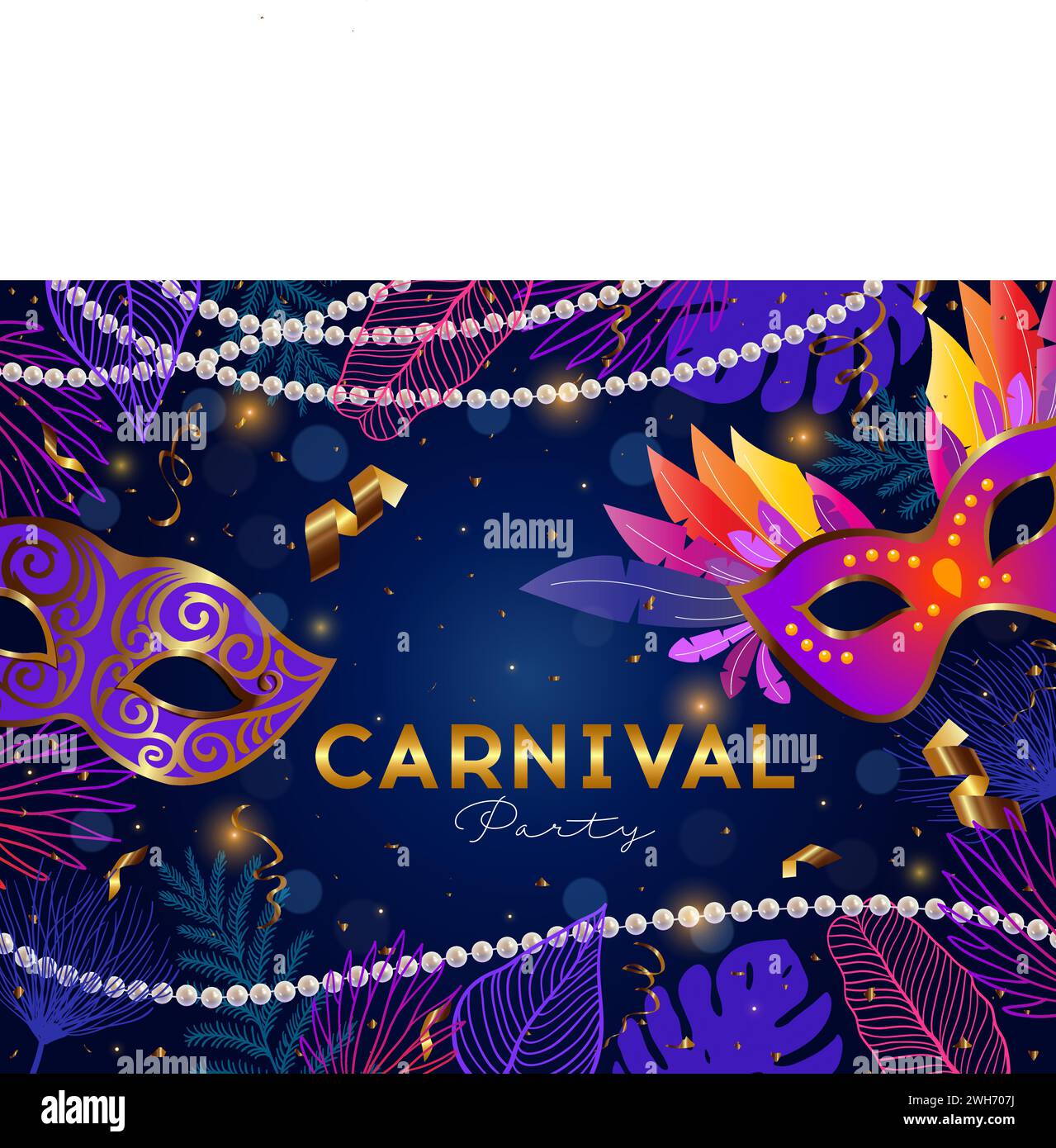 Colorful brazilian carnival banner template with dark blue background ...