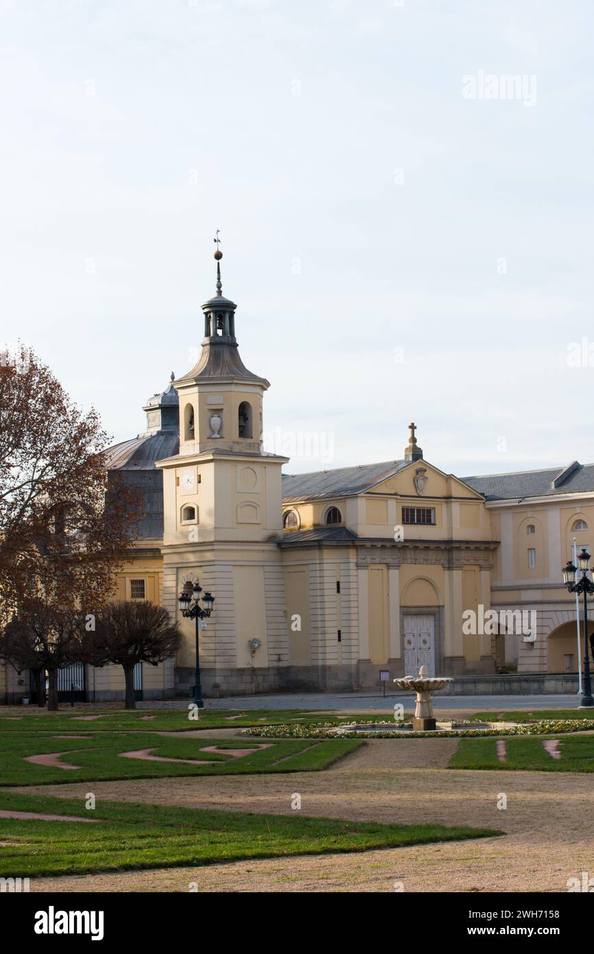 Madrid, Spain; 11272024: Beautiful ancient building of El Pardo. Bell ...