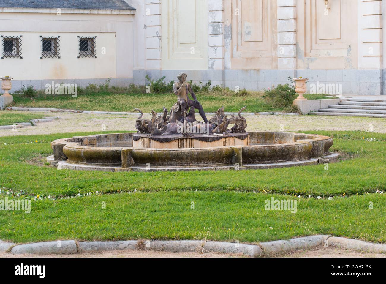 Madrid, Spain; 11272024: Beautiful fountain with no wate. El Pardo ...