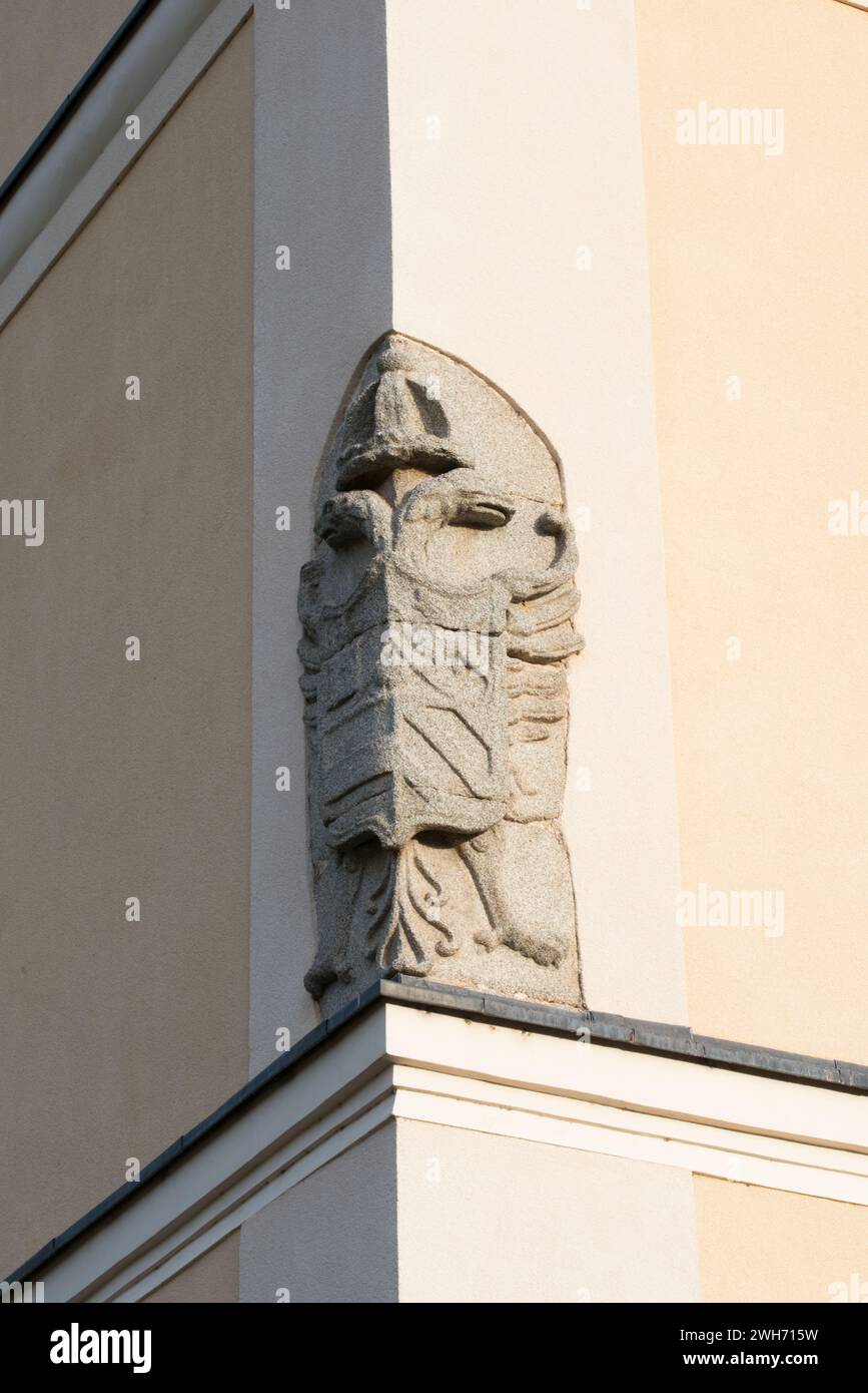 Madrid, Spain; 11272024. Beautiful detail in facade of El Pardo Royal ...