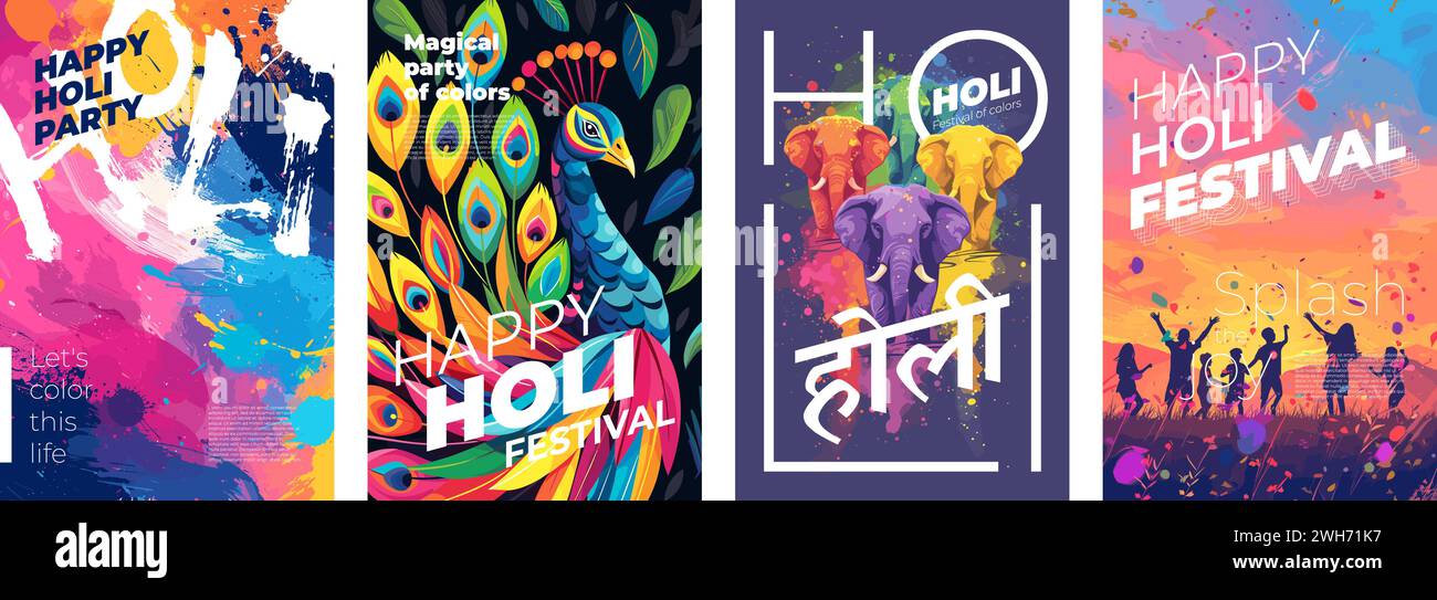 Holi festival powder elephant Stock Vector Images - Alamy