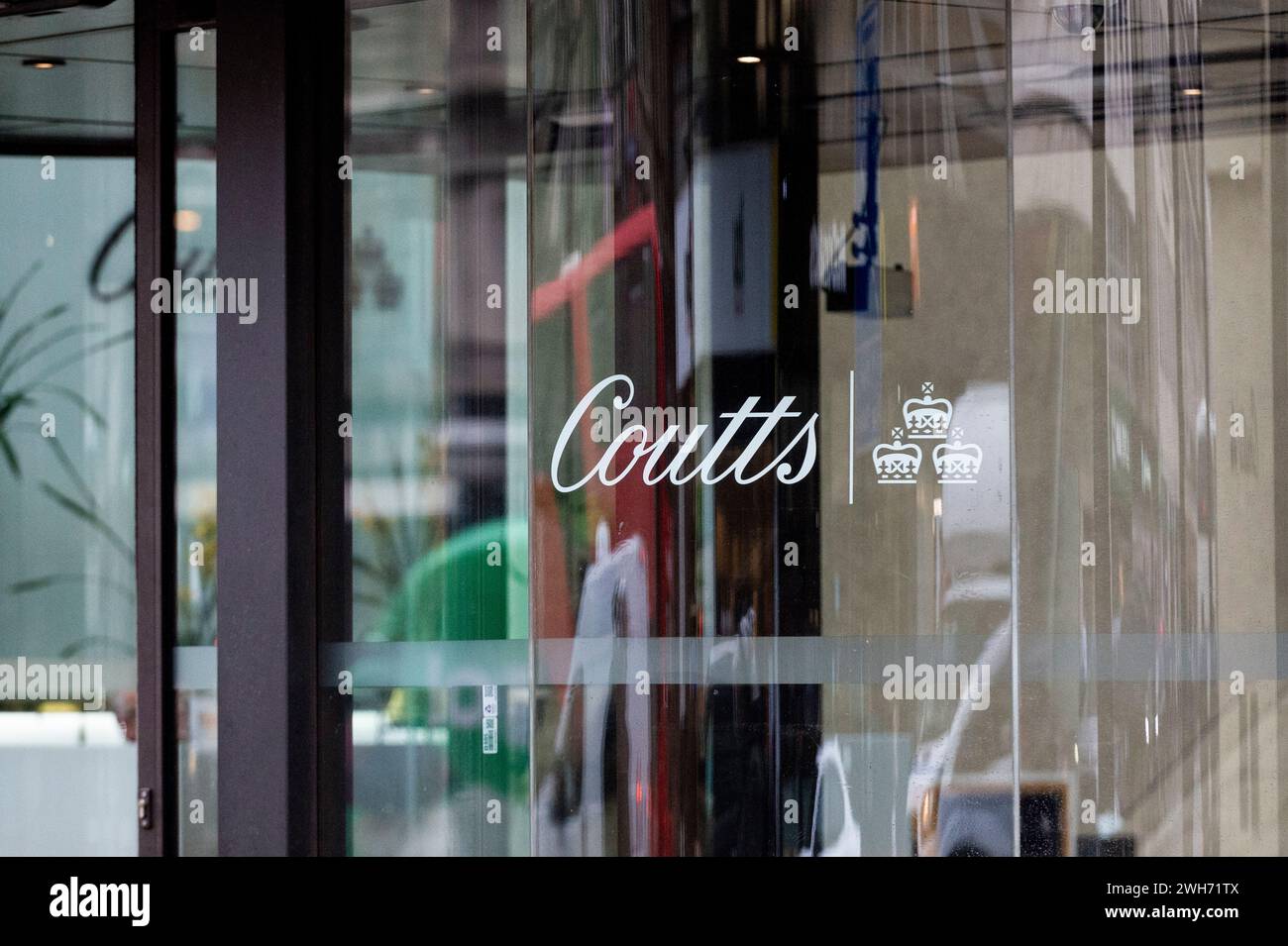 London, UK. 8 February 2024. The exterior of Coutts & Co on The Strand ...