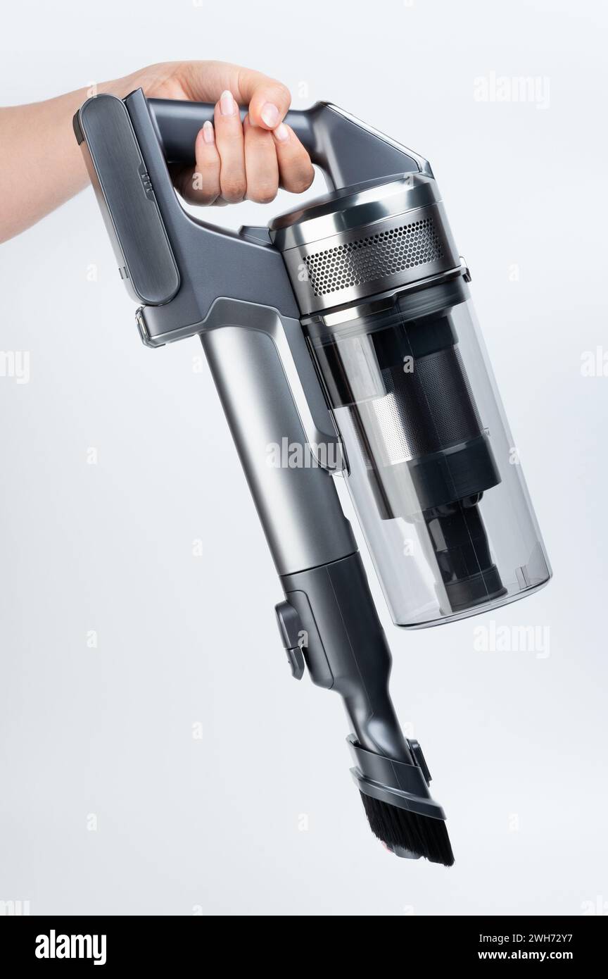 Handheld small vacuum cleaner side view isolated on white studio ...