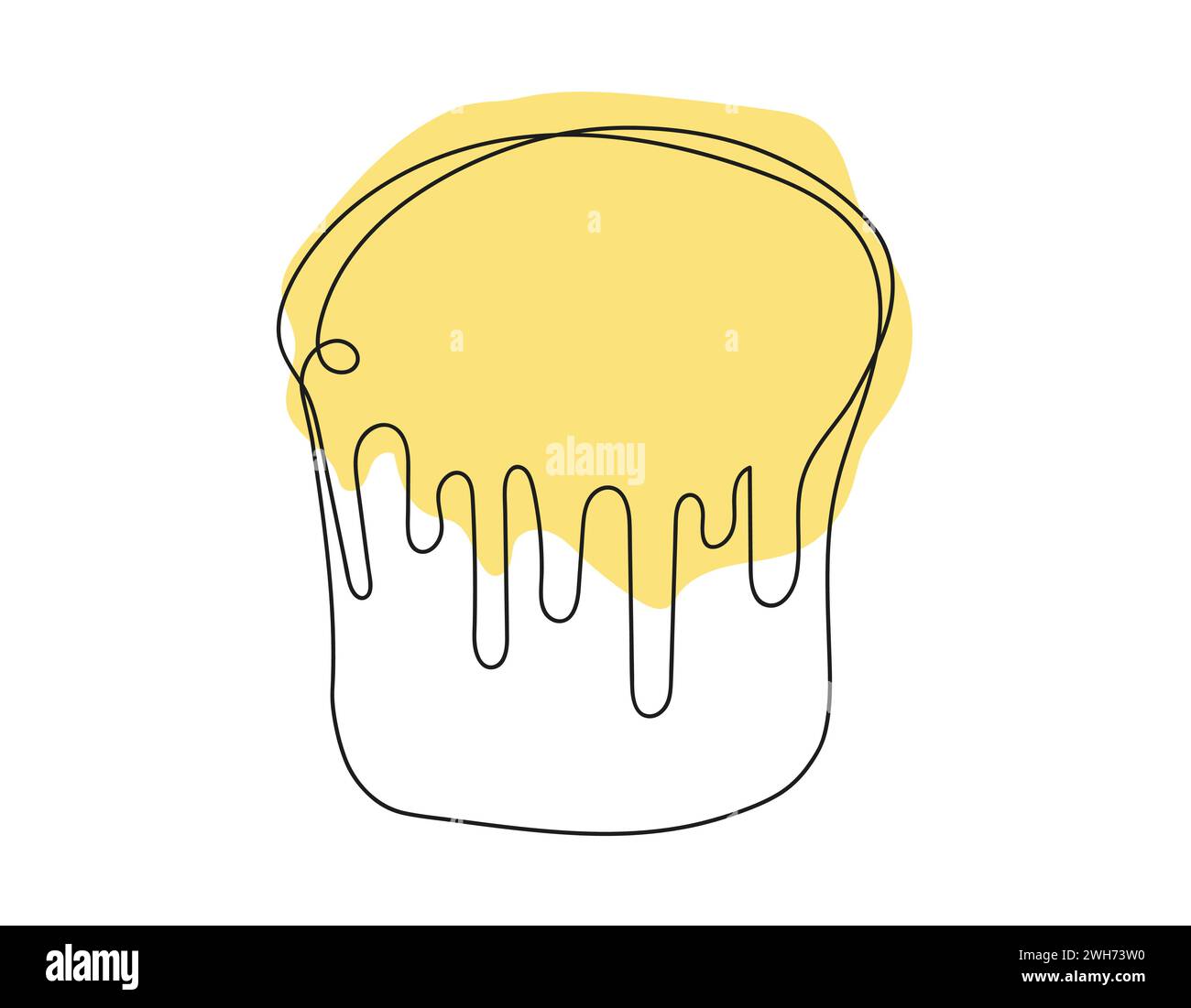 Continuous line drawing of an Easter Kulich cake with colored icing ...