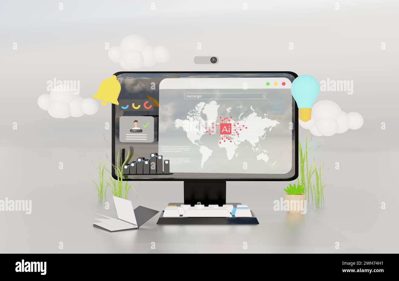 3d Computer Data Analysis Dashboard And Ai Investment World Map Or