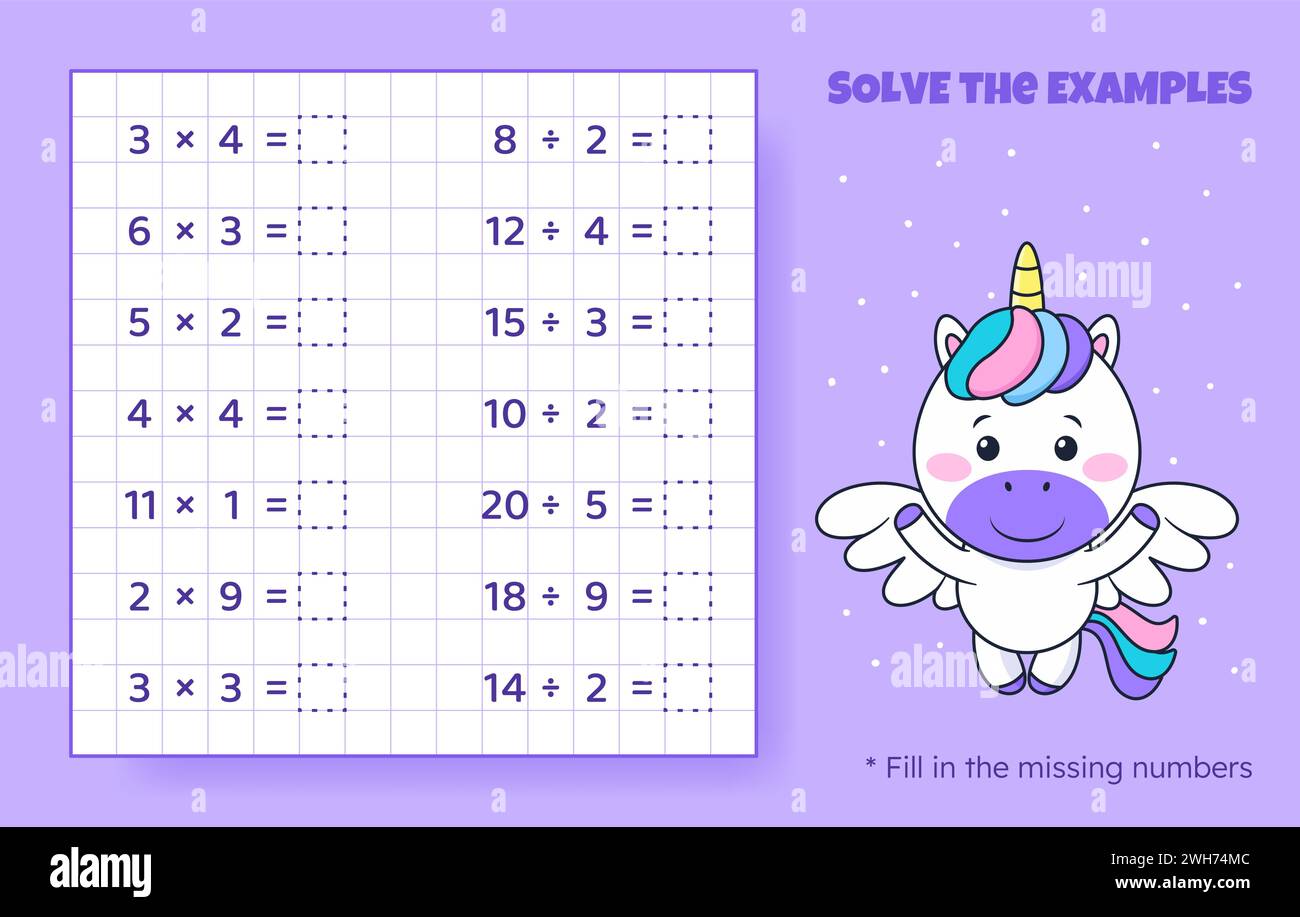 Math game for kids. Multiplication and division Stock Vector Image ...