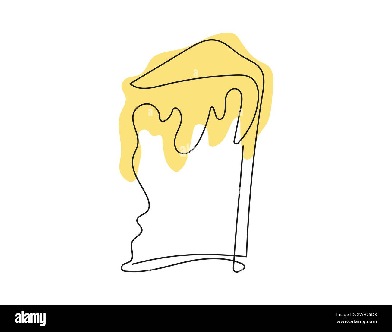 Continuous line drawing of Easter Kulich cake with colored icing. Slice ...