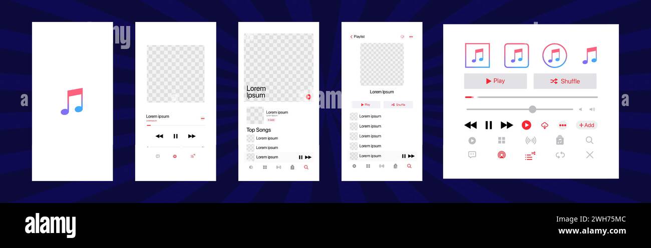 Apple music interface. App music. App interface template on Apple ...