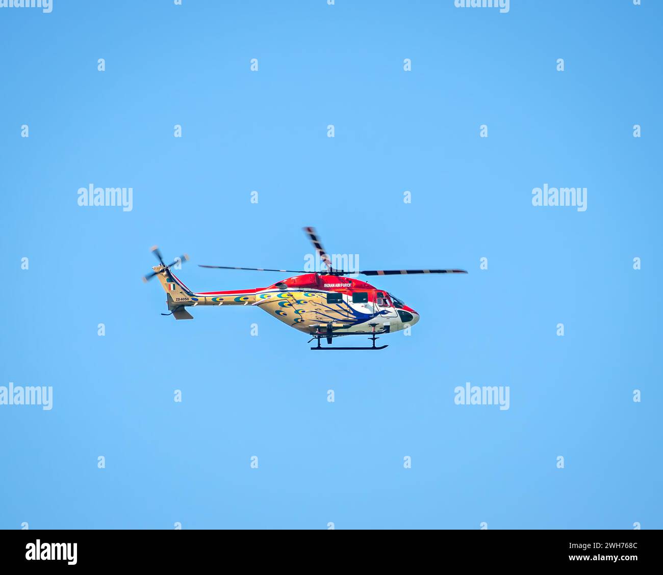 Indian Air Force's Sarang Helicopter DIsplay Team member performing ...