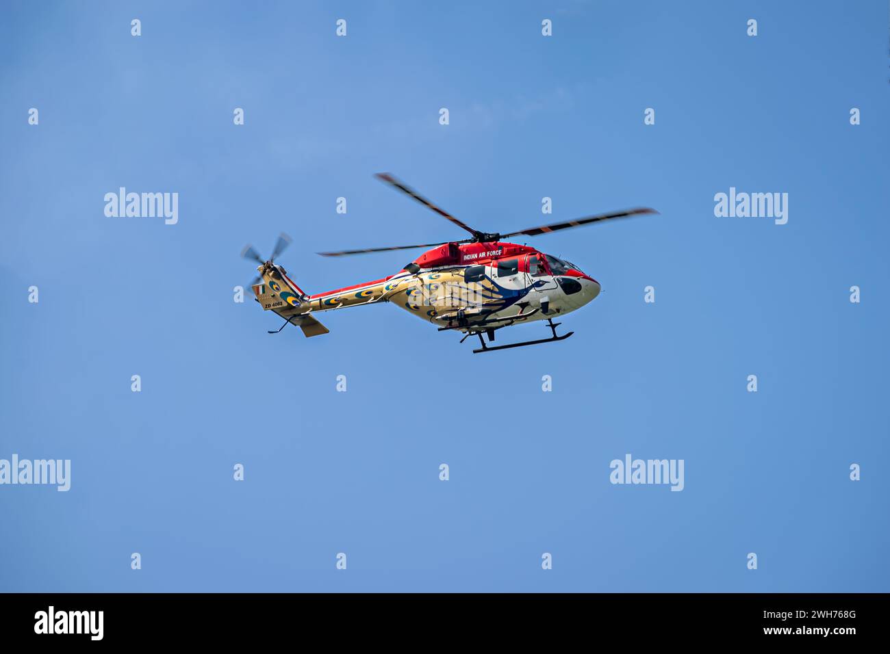 Indian Air Force's Sarang Helicopter DIsplay Team member performing ...