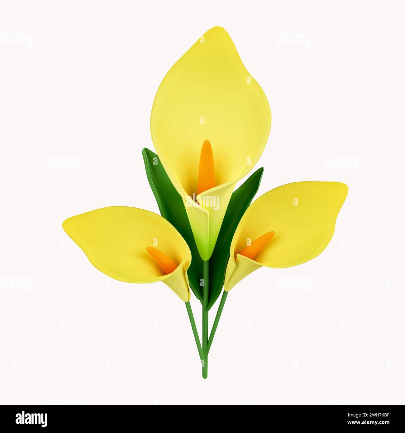 3d lily. icon isolated on white background. 3d rendering illustration ...