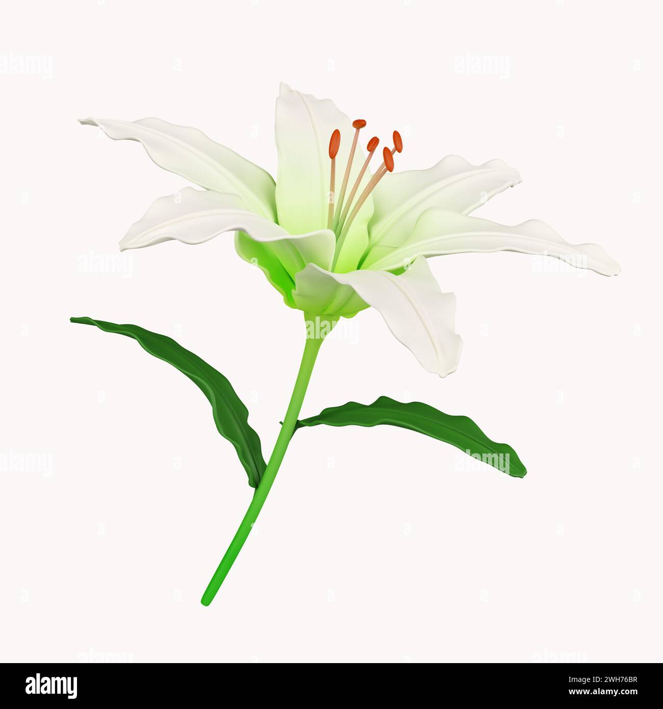 3d lily. icon isolated on white background. 3d rendering illustration ...