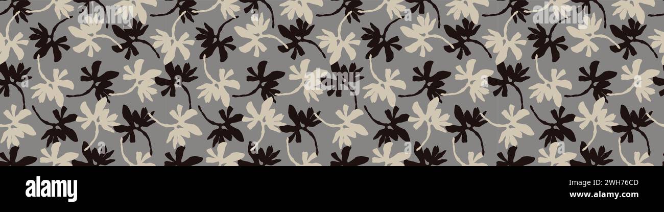 Masculine vector floral border with organic botanical shapes. Modern ...
