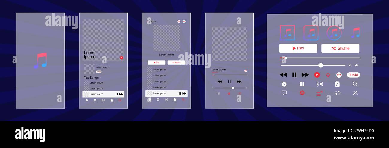 Apple music interface. Music app. Application template on Iphone mockup ...