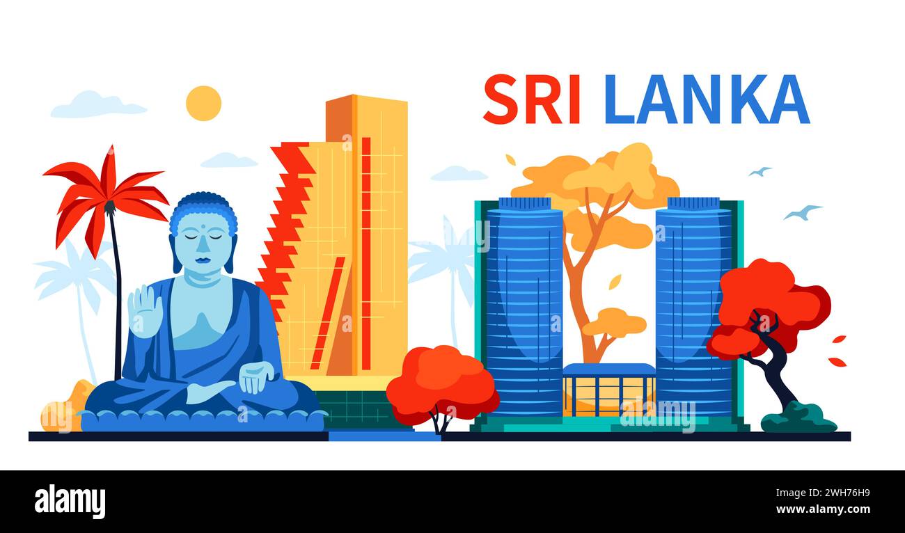 Sights of Sri Lanka - modern colored vector illustration Stock Vector ...