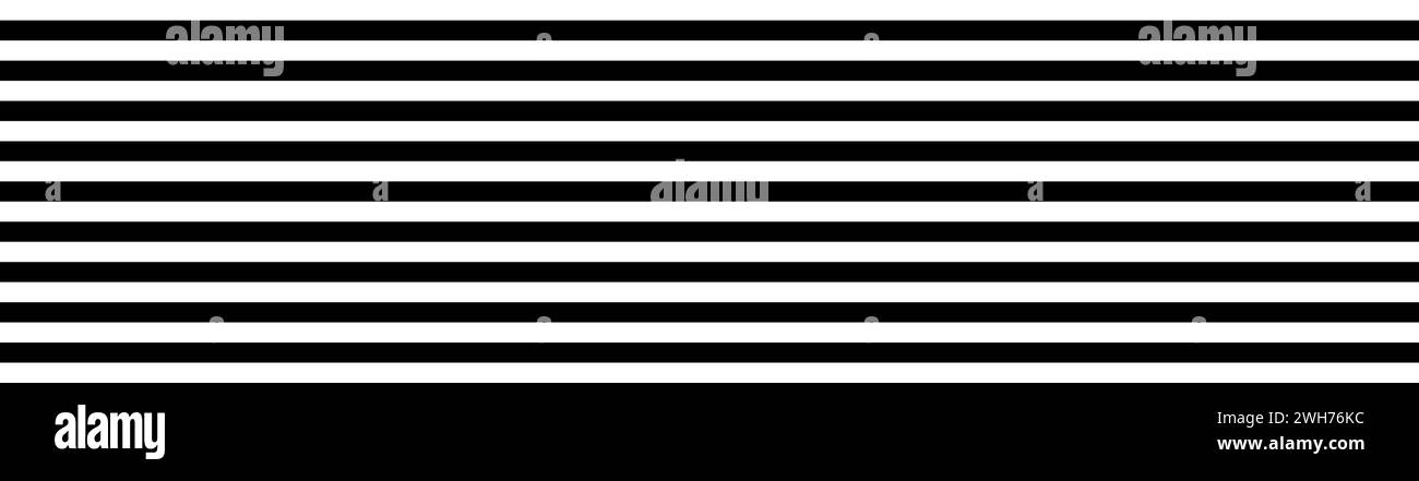 Black and white monochrome horizontal stripes pattern. Wide banner ...