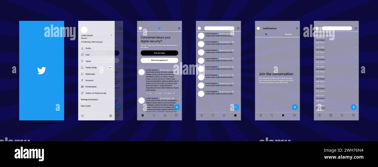 Twitter mobile interface. Twitter screen social media, social network ...