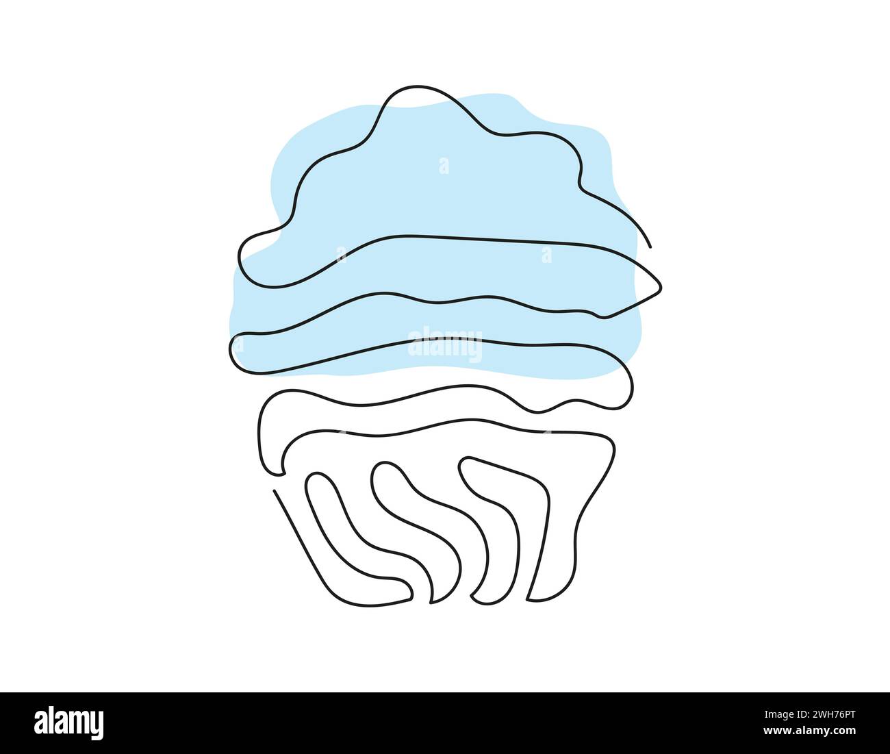 Continuous one line drawing of cupcake. Simple line art of muffin with ...