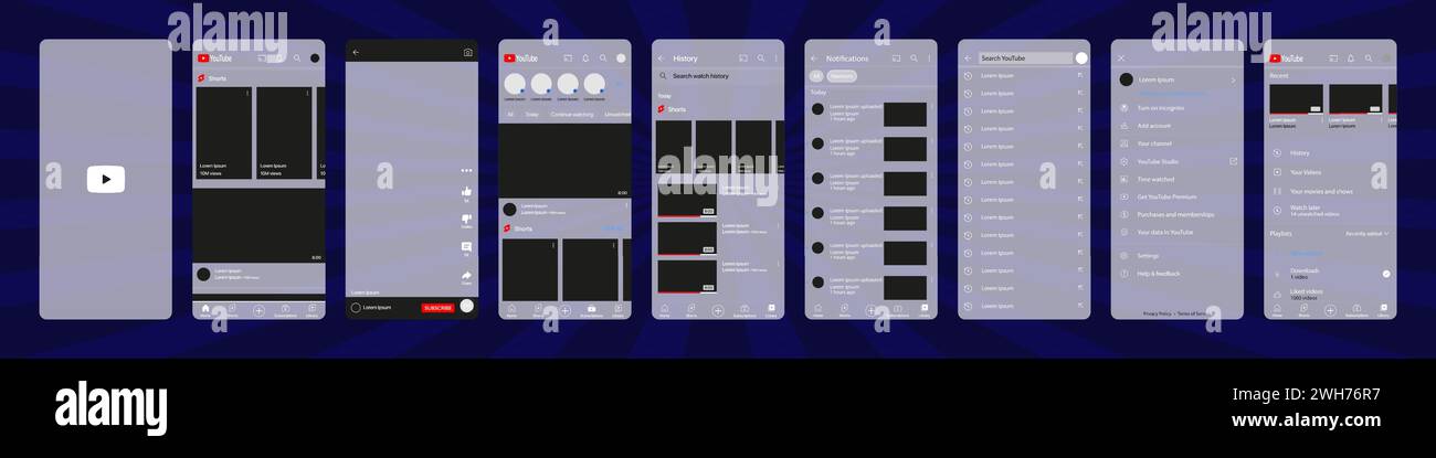 YouTube mobile interface. You Tube screen social media, video hosting ...