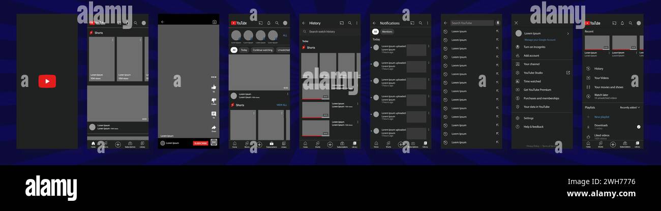 YouTube mobile interface. You Tube screen social media, video hosting ...