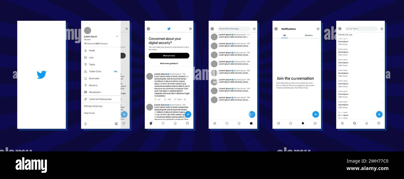 Twitter mobile interface. Twitter screen social media, social network ...