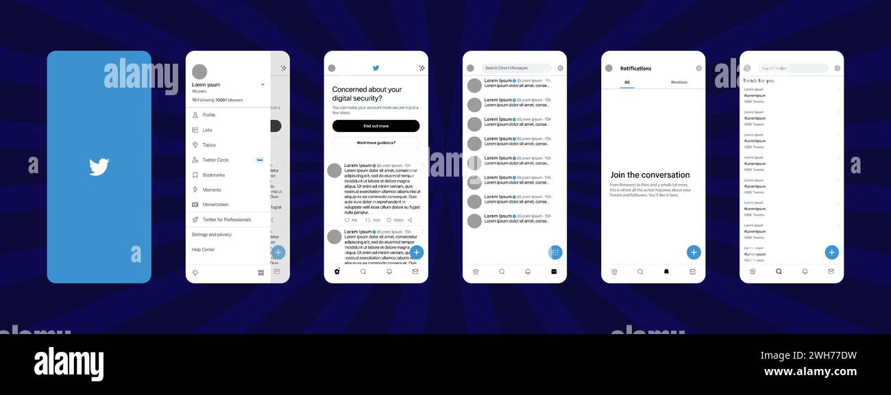 Twitter mobile interface. Twitter screen social media, social network ...