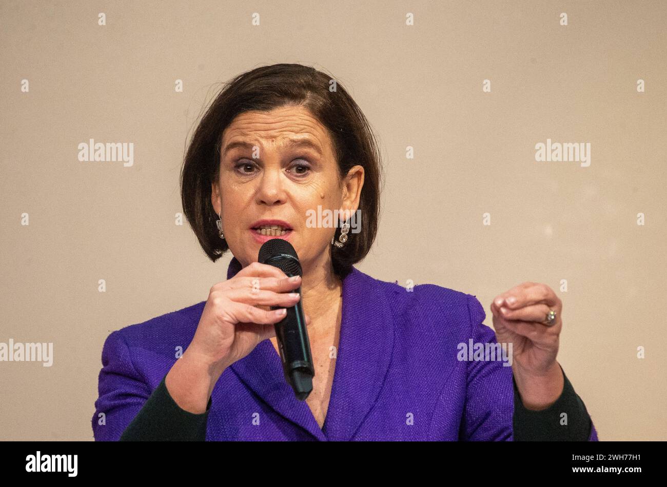 London, England, UK. 8th Feb, 2024. Sinn Fein President MARY LOU ...