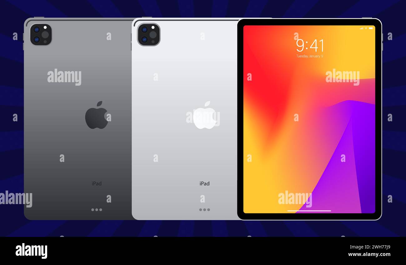 Apple iPad. Ipad Mini, Air, Pro 2021. Screen ipad front, back side ipa Collection of realistic ...