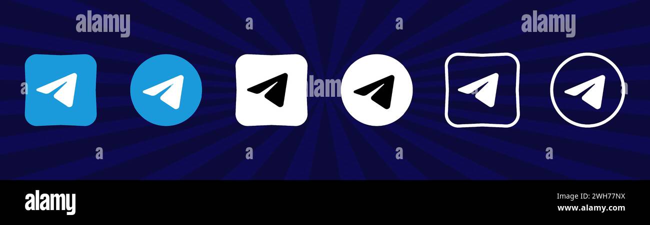 Collection of different telegram icons. Social media logo. Line art and ...