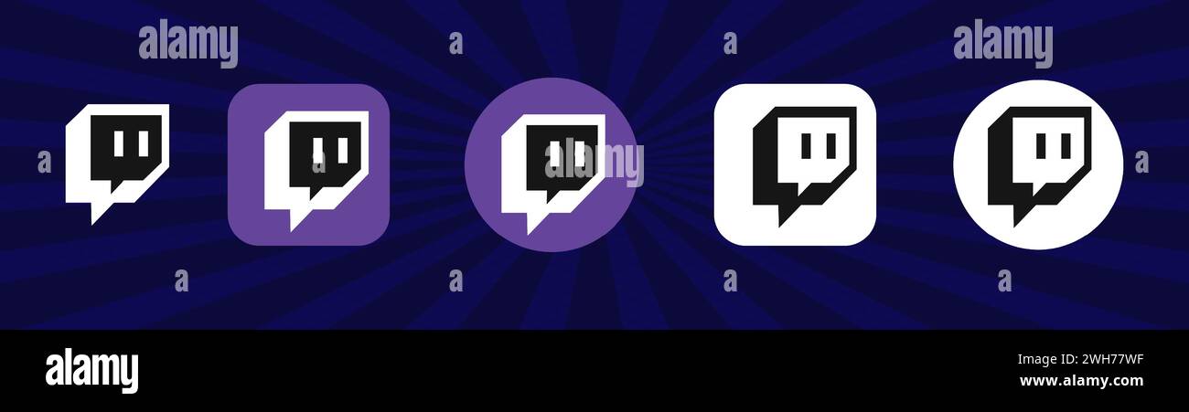 Collection of twitch icons. Social media logo. Line art and flat style ...