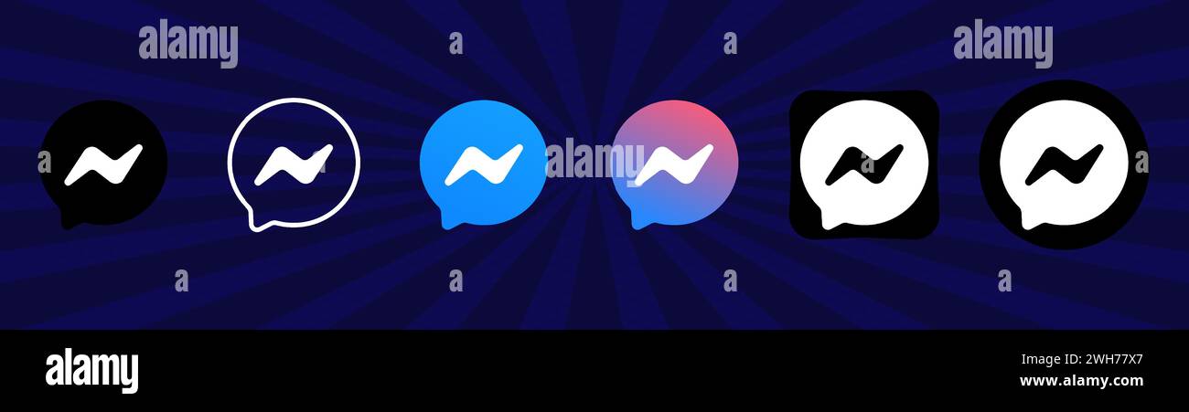 Collection of Messenger icons. Social media logo. Line art and flat ...