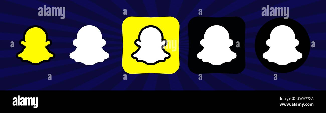 Collection of different Snapchat icons. Social media logo. Line art and ...