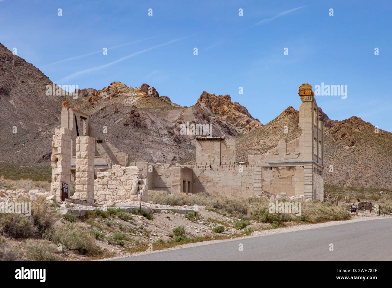 Ruins of the Overbury and Cook Bank buildings in the ghost town of ...