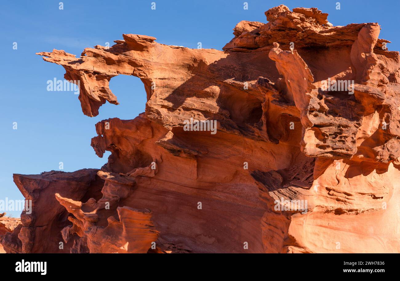 Fragile eroded Aztec sandstone formations in Little Finland, Gold Butte ...