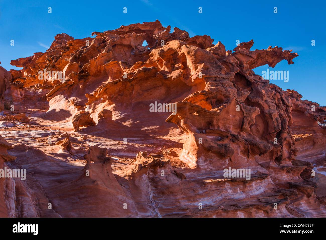Fragile eroded Aztec sandstone formations in Little Finland, Gold Butte ...