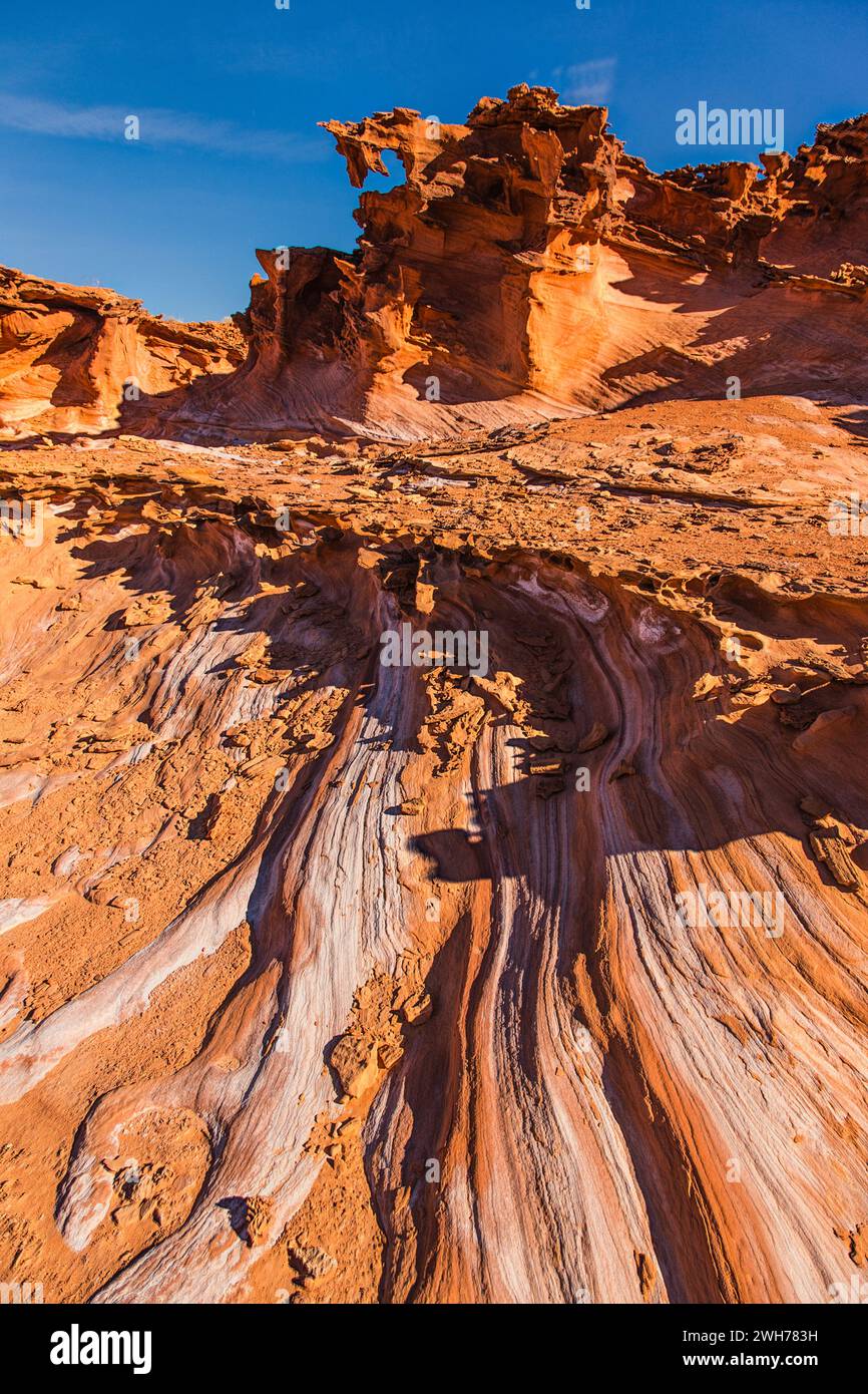 Fragile eroded Aztec sandstone formations in Little Finland, Gold Butte ...