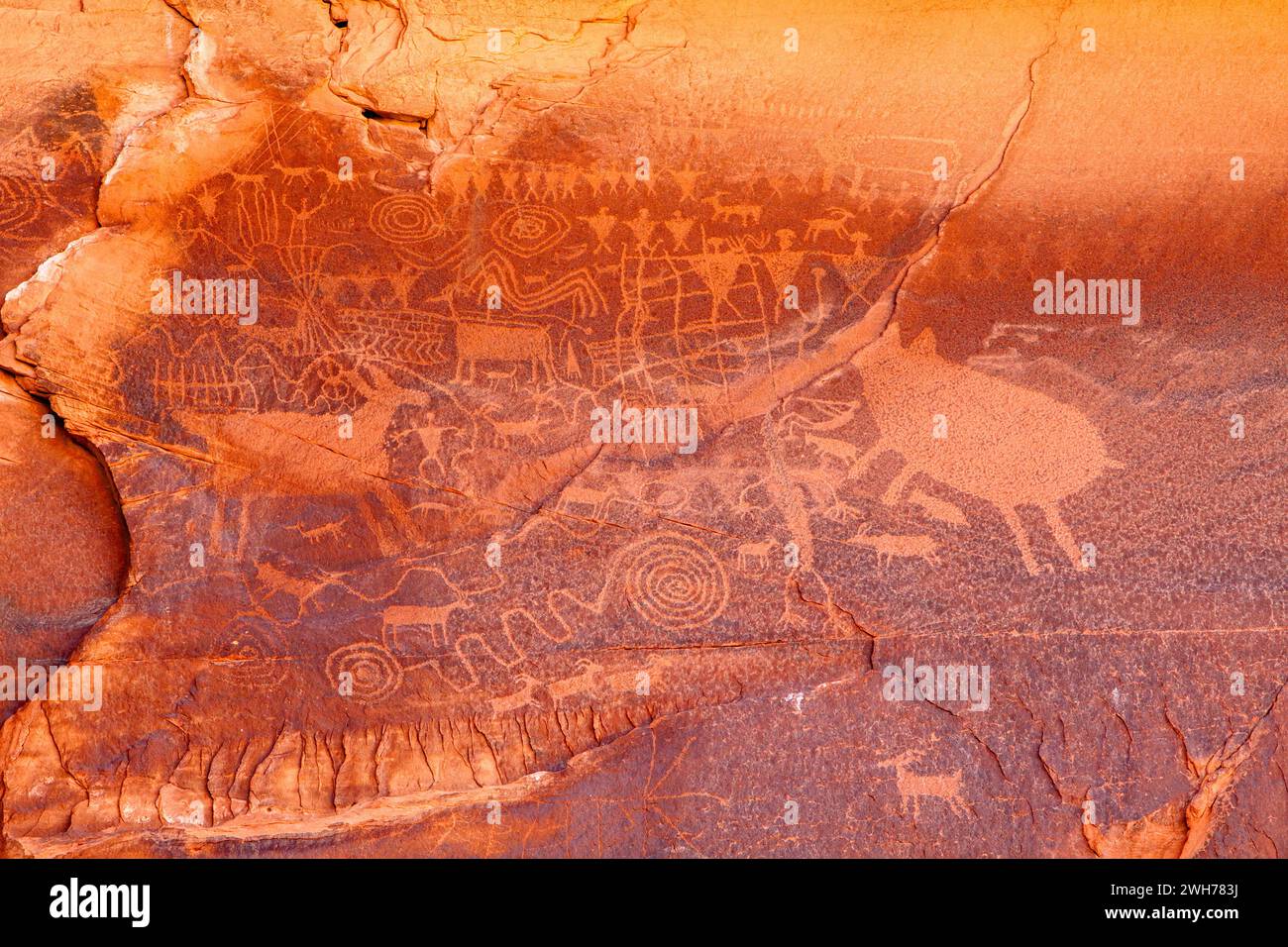 Pre-Hispanic Native American rock art petroglyph panel in Mill Canyon ...