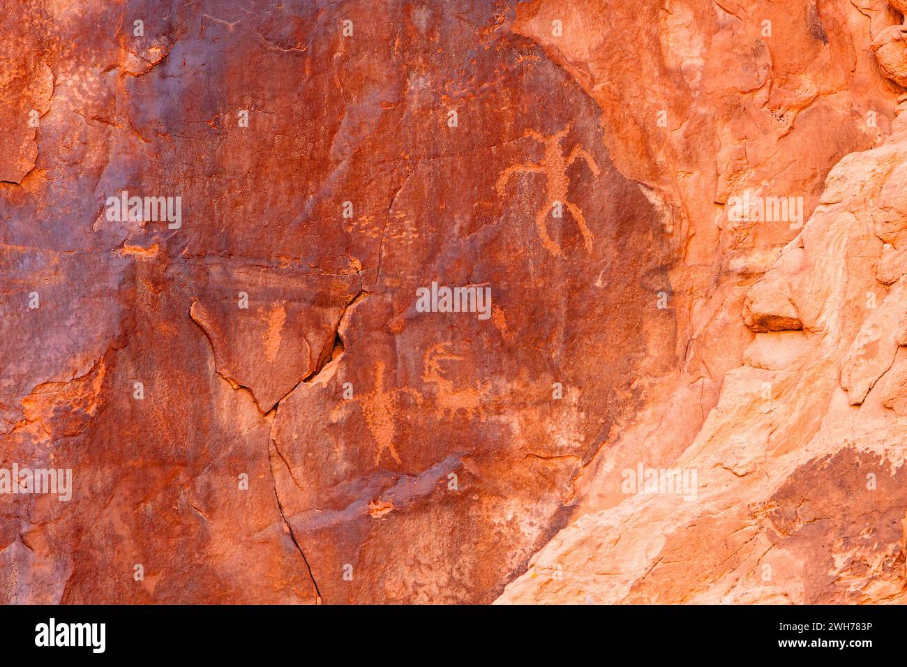 Pre-Hispanic Native American rock art petroglyph panel in Mill Canyon ...