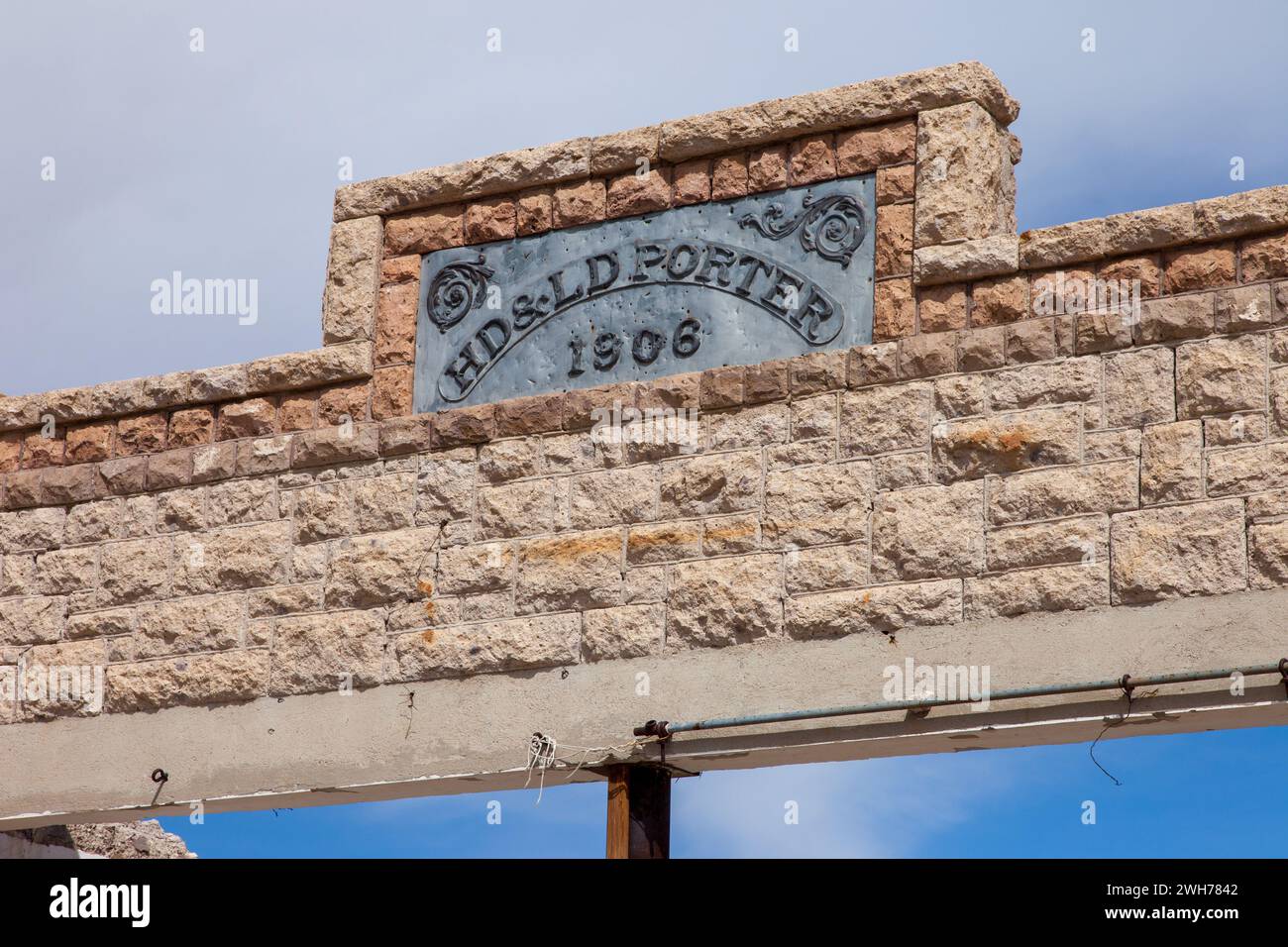 Sign on the ruins of Porter Brothers Store Mercantile building in the ...
