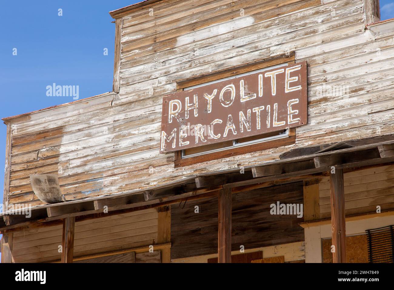 The derelict Rhyolite Mercantile building in the ghost town of Rhyolite ...