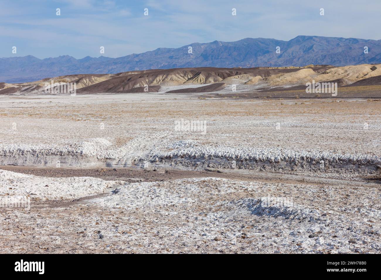Mineral formations at the former borax mining site at Furnace Creek in ...