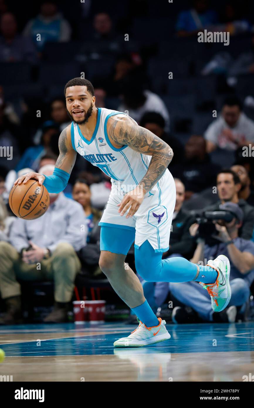 Charlotte Hornets forward Miles Bridges brings the ball up court ...