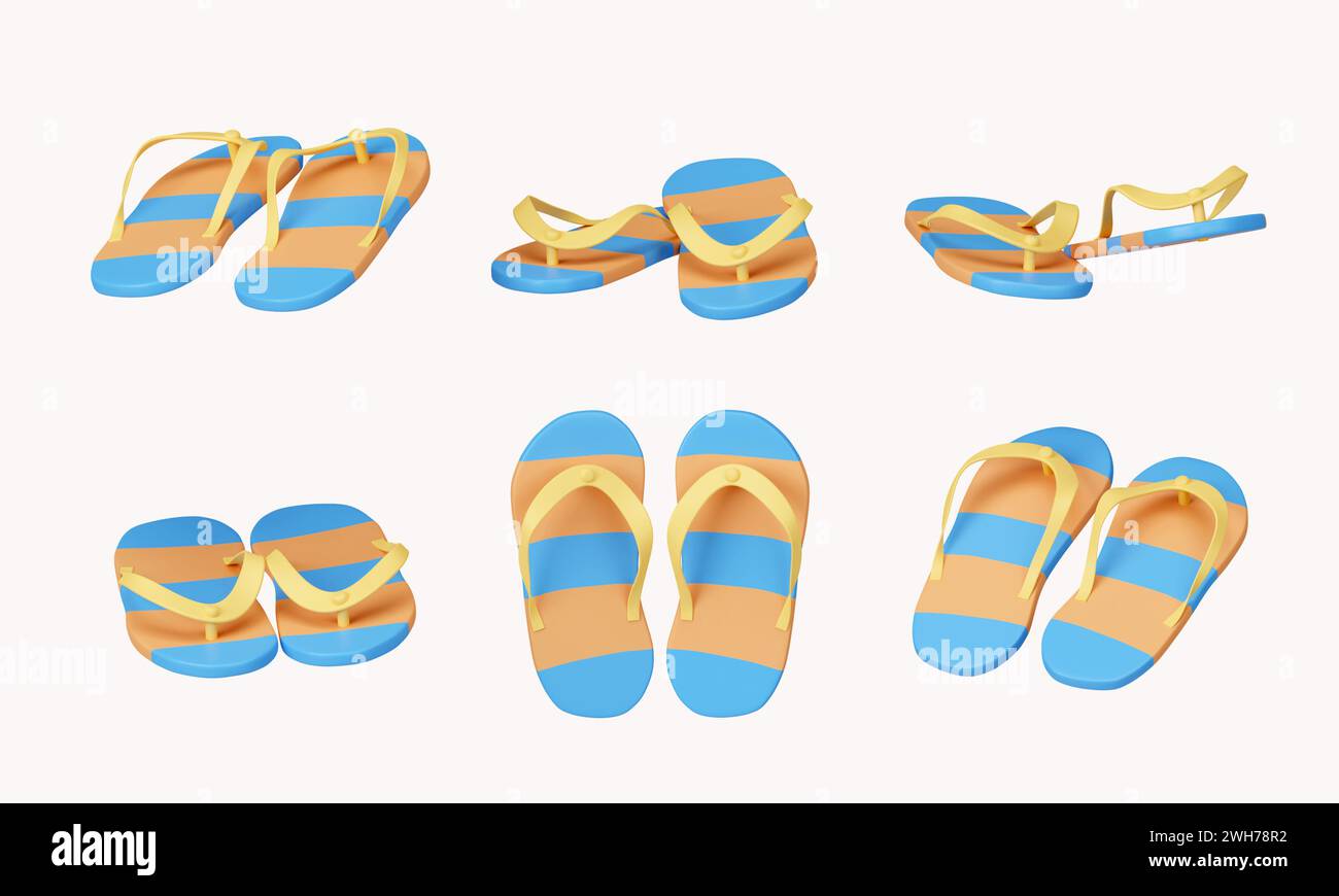 3d Set of sandals icon for summer vacation concept. icon isolated on ...