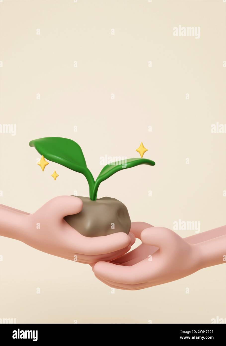 3d hand forwarding tree. save the earth save the environment. global ...