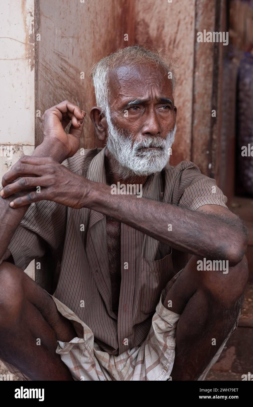 Indian rural old man sitting hi-res stock photography and images - Alamy